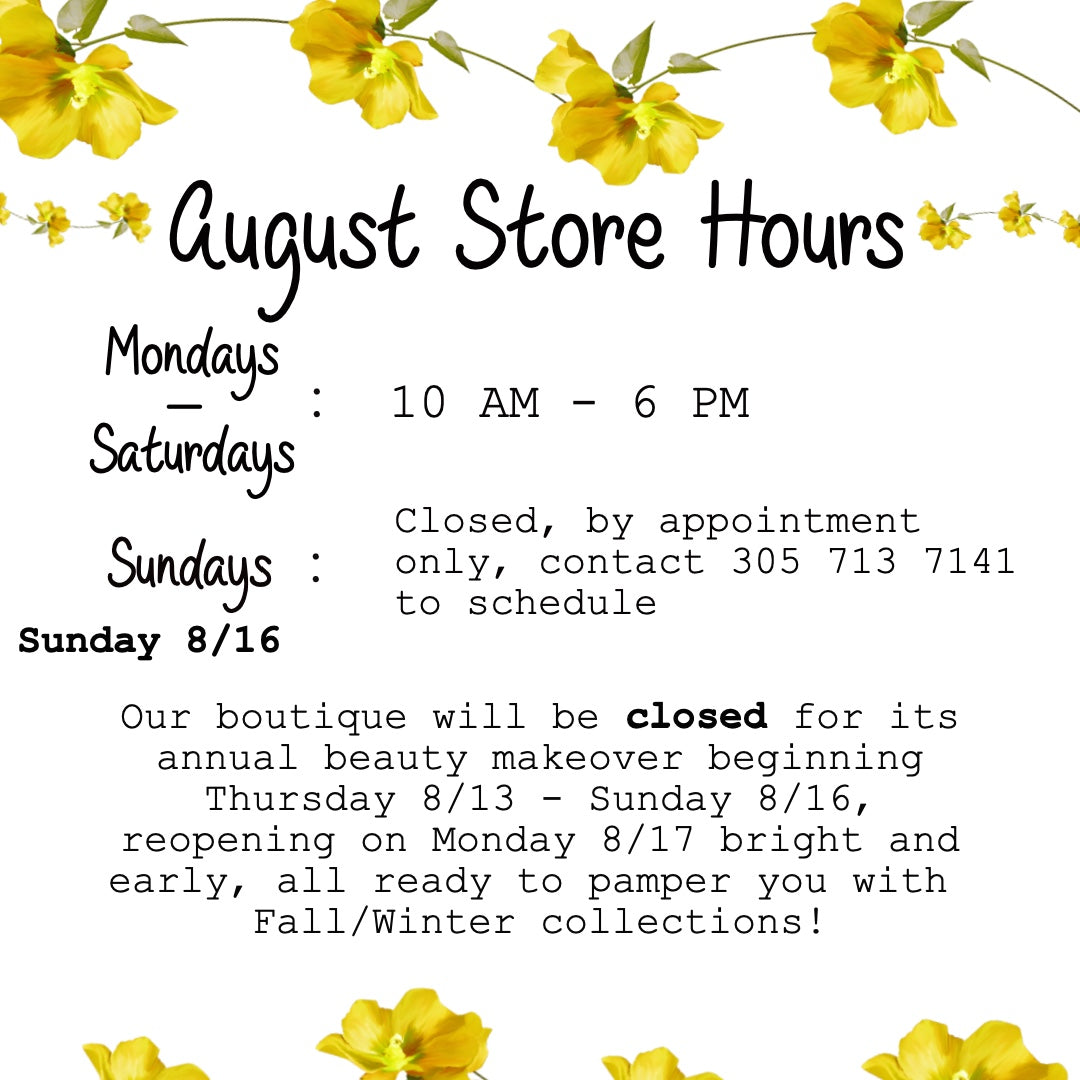 August Store Hours & Annual Closing – Roses and Dreams
