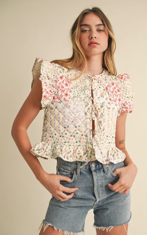 Quilted Multi Patch Vest – Roses and Dreams
